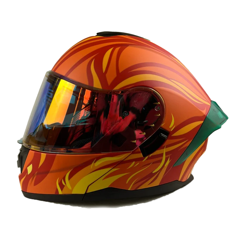 Casco Abatible R7 Racing Alfa Con Luz Led Doble Mica Dragon Breath Nig ...