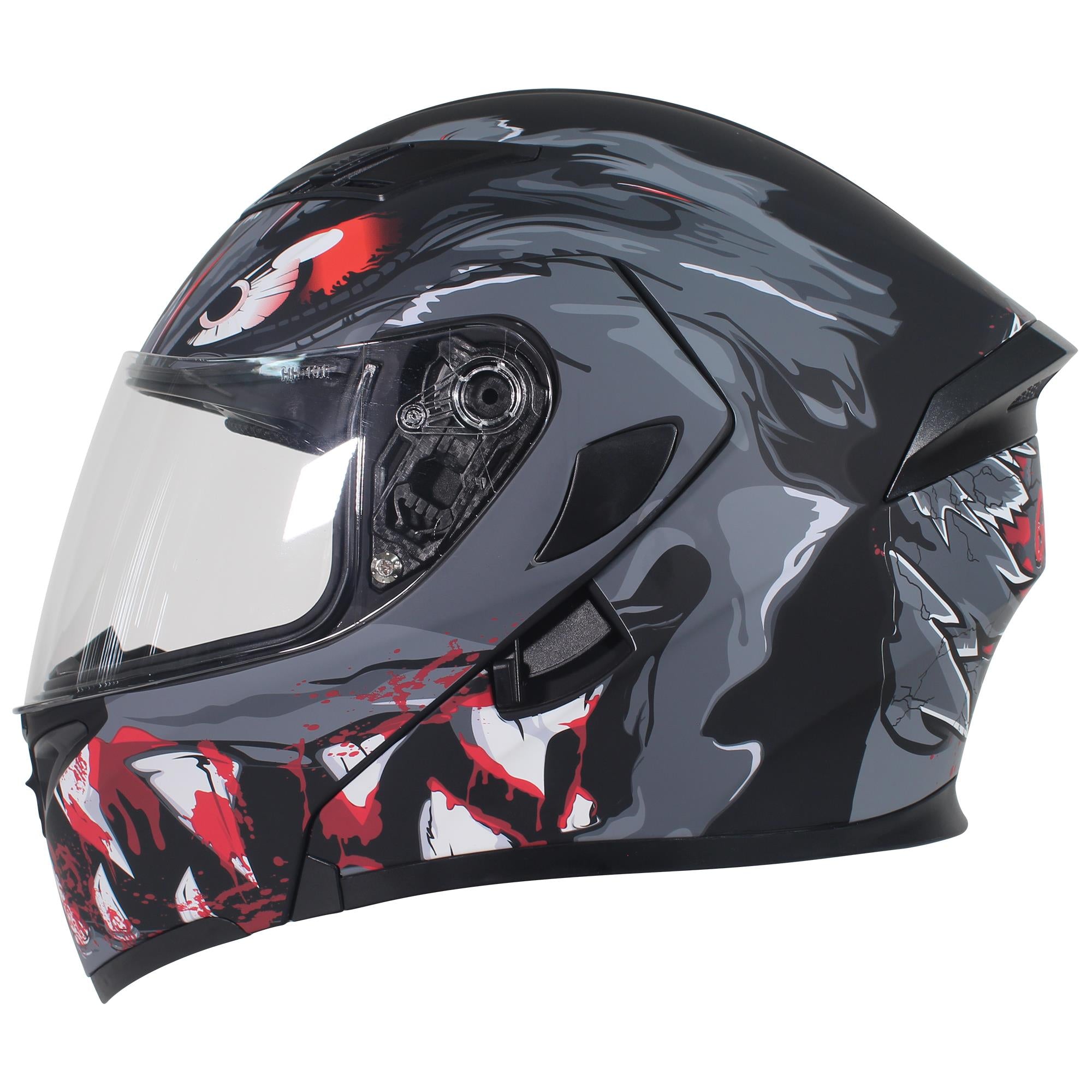 Casco Abatible R7 Uunscarred Rex Gris Negro Rojo – Moto Helmets ...